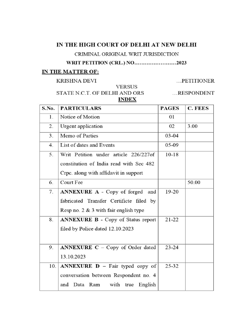 Krishna Devi Final Writ 21 Dec Book Marked | PDF