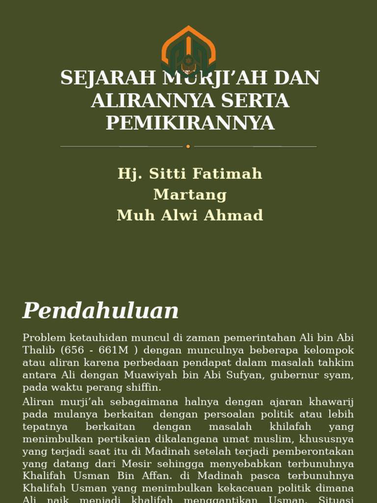 Sejarah Murji'ah Dan Alirannya Serta Pemikirannya | PDF