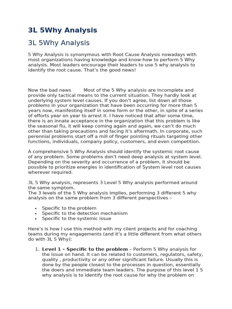 3L 5 Why | PDF