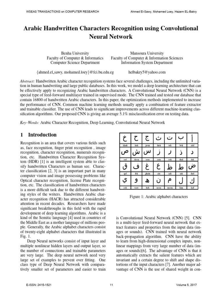 Arabic Handwritten Characters Recognition Using Convolutional | PDF