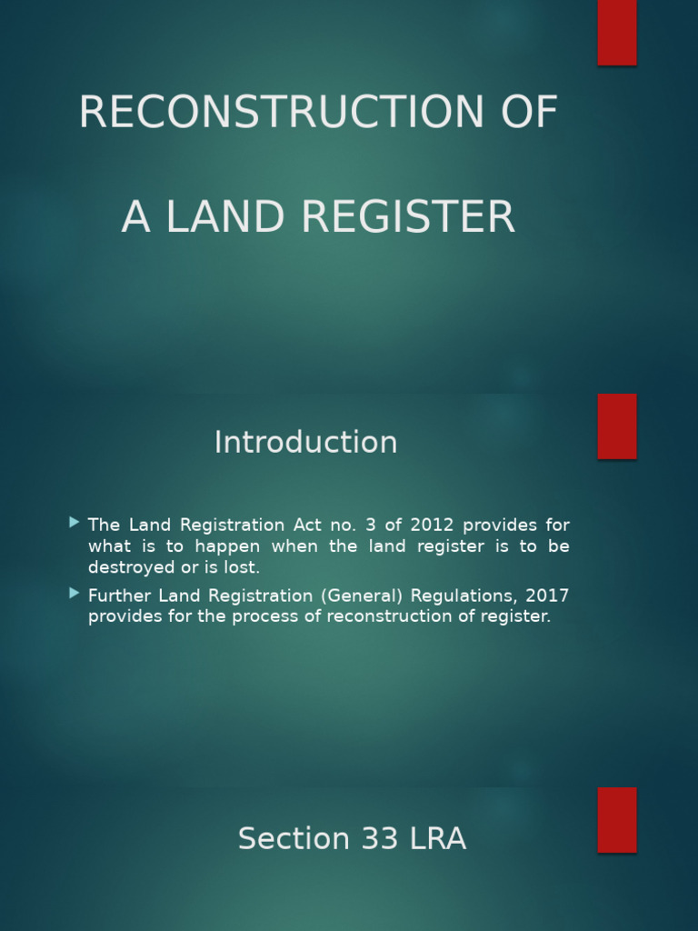 Reconstruction of Land Register | PDF