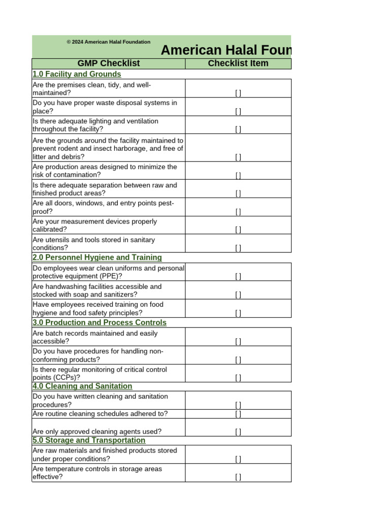 AHF-Resource-GMP-checklist-for-food-industry | PDF