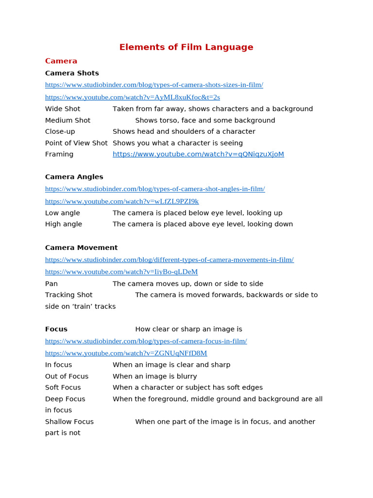 Elements of Film Language | PDF