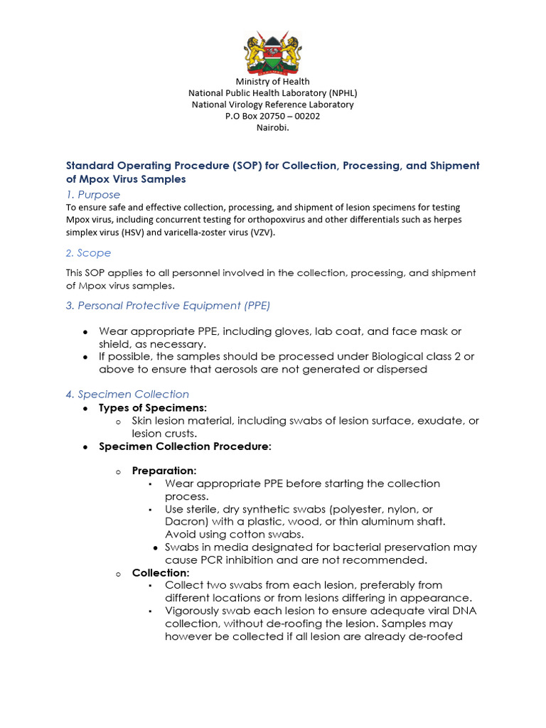 Mpox Laboratory Sample Management Sop (1) (1) - 1 | PDF