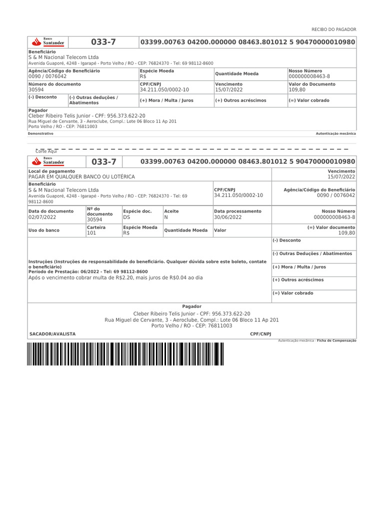 Boletos Naciona Fibra 07-22 | PDF