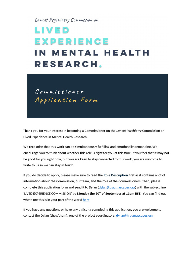 Commissioner Application Form FINAL | PDF