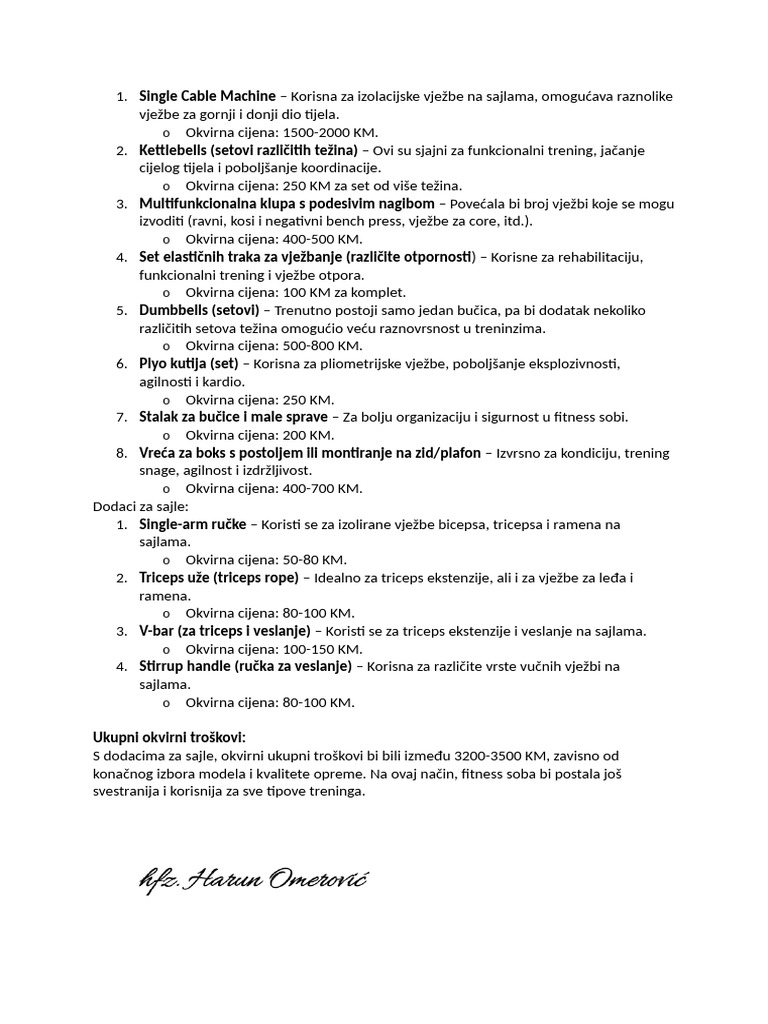 Renovacija Fitness Sobe | PDF