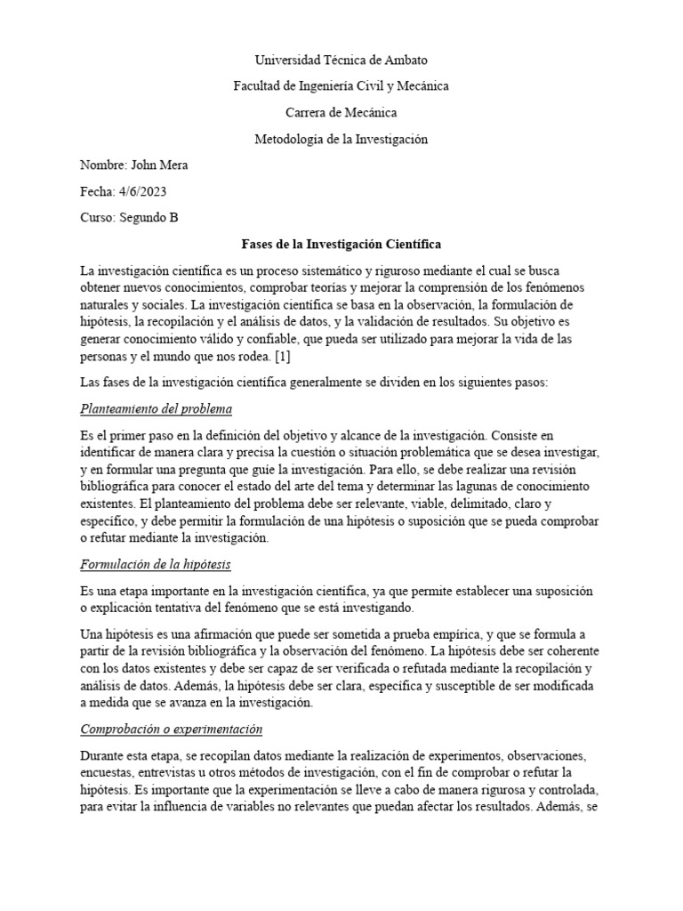 Etapas de La Investigación Científica | PDF