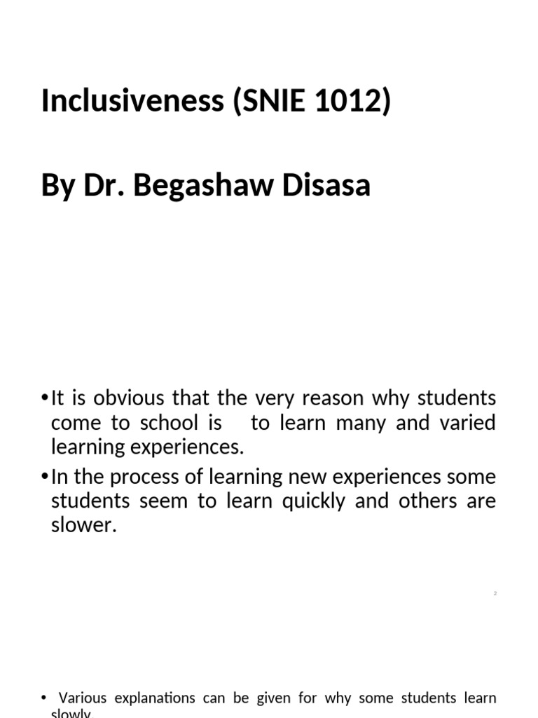Chapter 1 Inclusiveness (SNIE 1012) | PDF