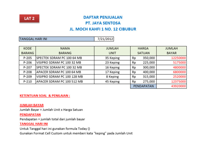 KOMPILASI LATIHAN EXCEL-2 | PDF