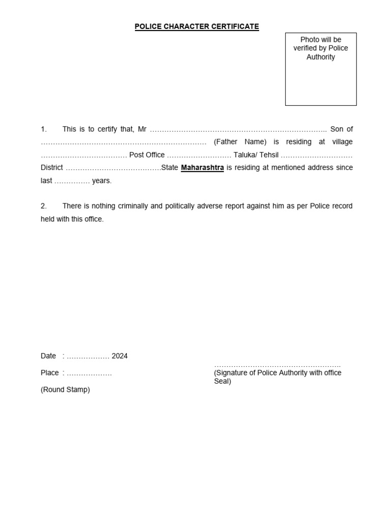 3 Sample Police Character Certificate | PDF