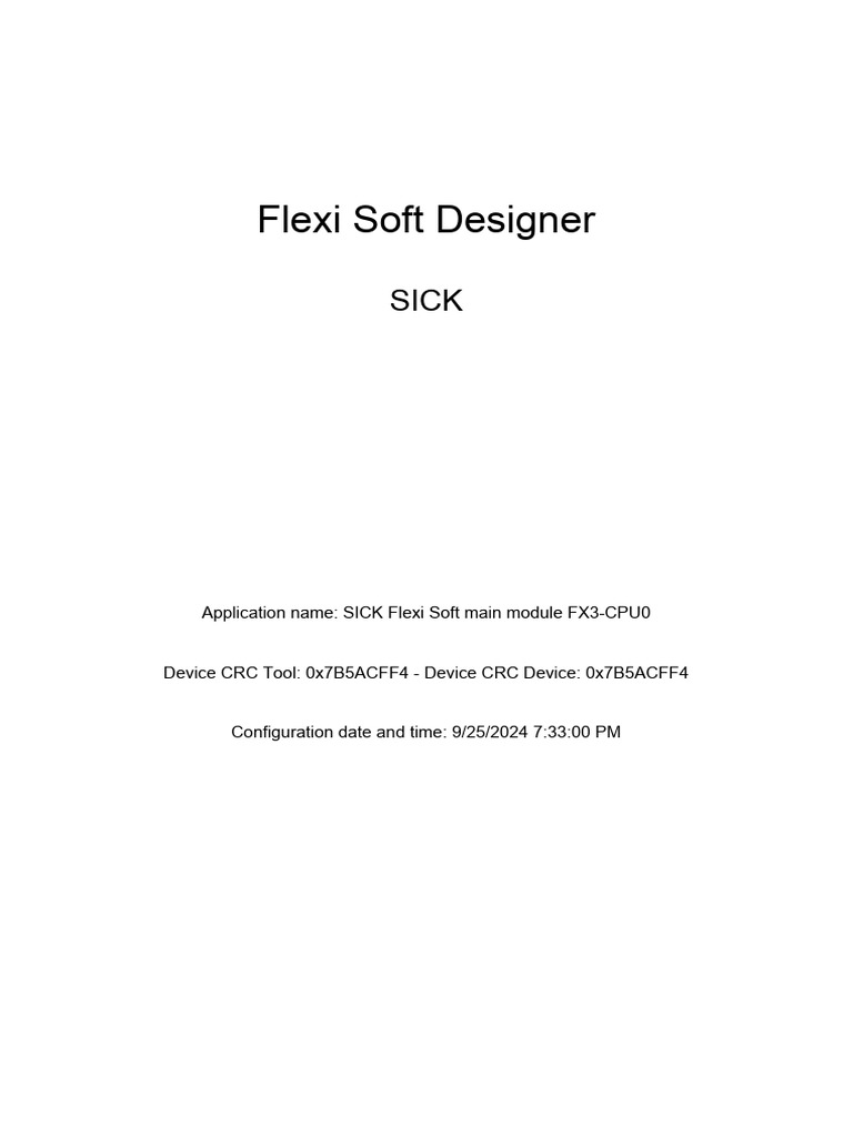 Flexi Soft Designer: Application Name: SICK Flexi Soft Main Module FX3-CPU0 | PDF