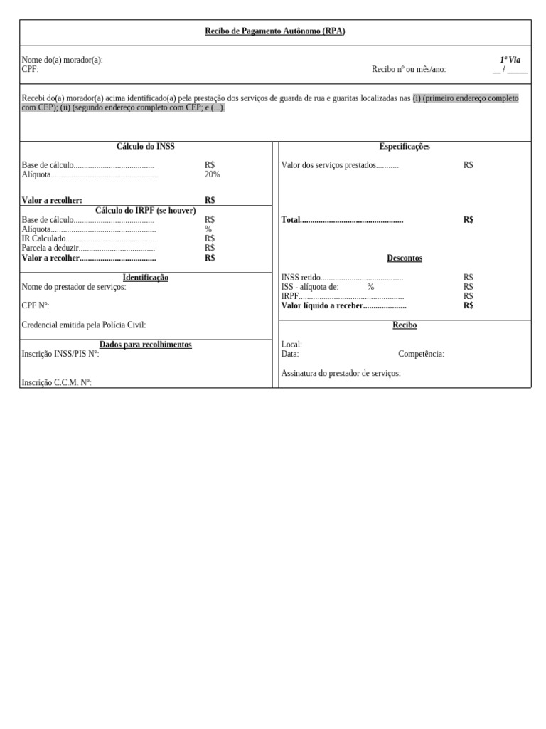 Modelo de Recibo Para Vigia | PDF