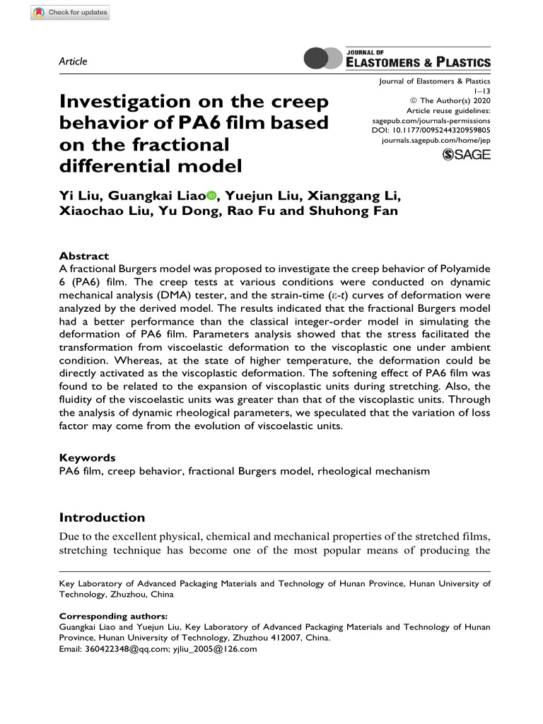 2020-廖光开-Investigation on the creep behavior of PA6 film based on the ...