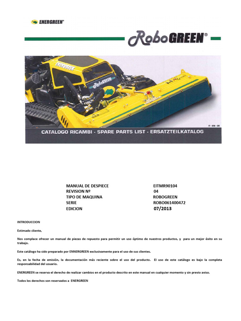 Catalogo Repuestos Robogreen 40HP | PDF
