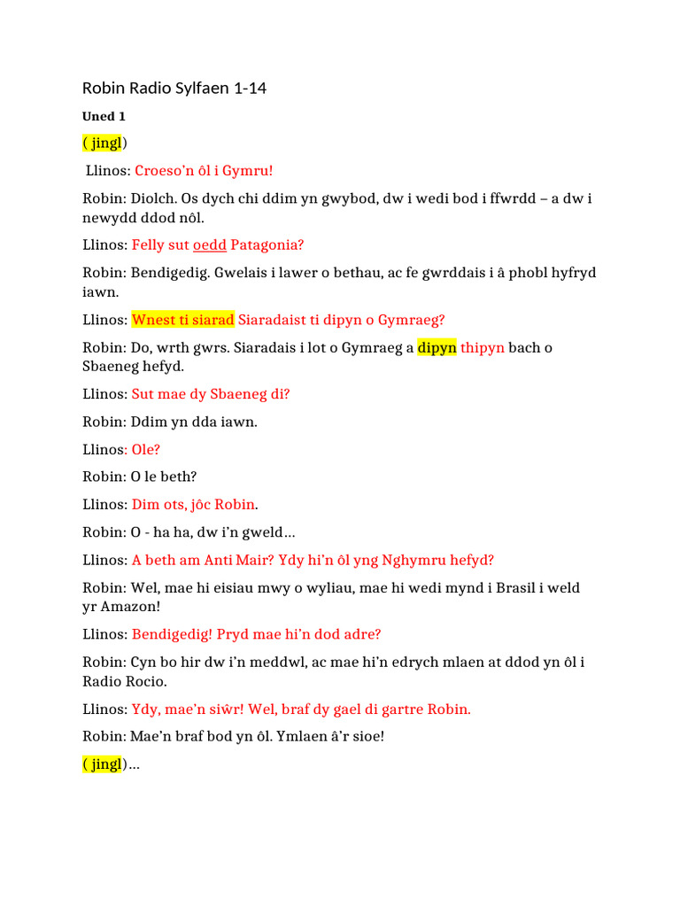Sgriptiau Robin Radio Sylfaen de Cymru | PDF