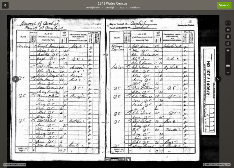 1841 Census For Love Lane, Denbigh, Wales | PDF