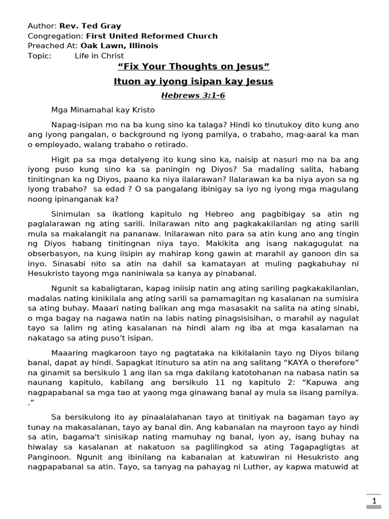 Ituon Ang Iyong Isipan Kay Jesus | PDF