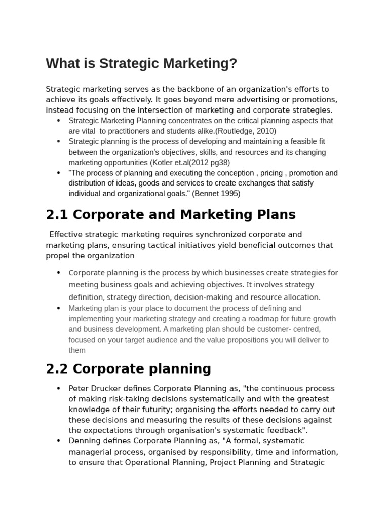 Strategic Marketing | PDF | Marketing | Career & Growth