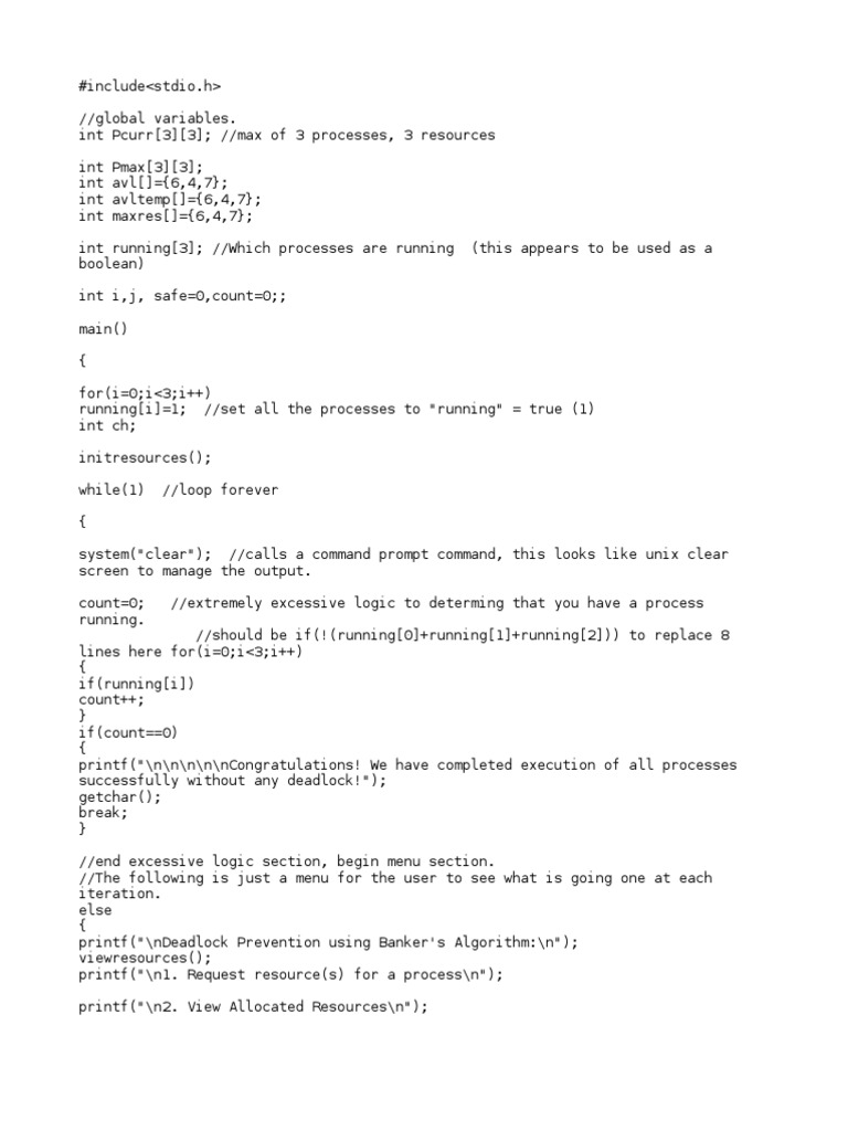 Bankers Algorithm Program | PDF | Theoretical Computer Science | Computer Engineering
