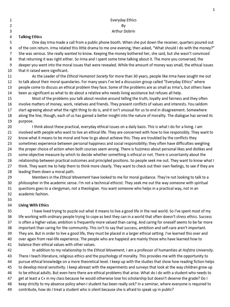 Everyday Ethics Art | PDF