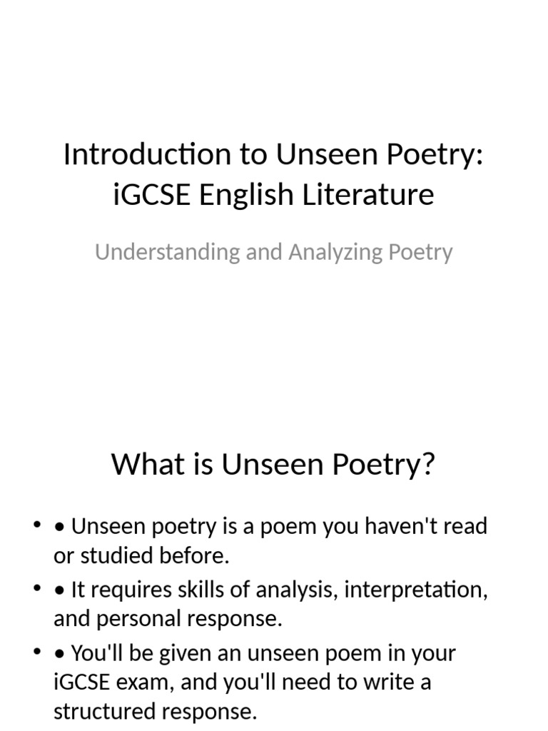Unseen Poetry iGCSE Intro | PDF