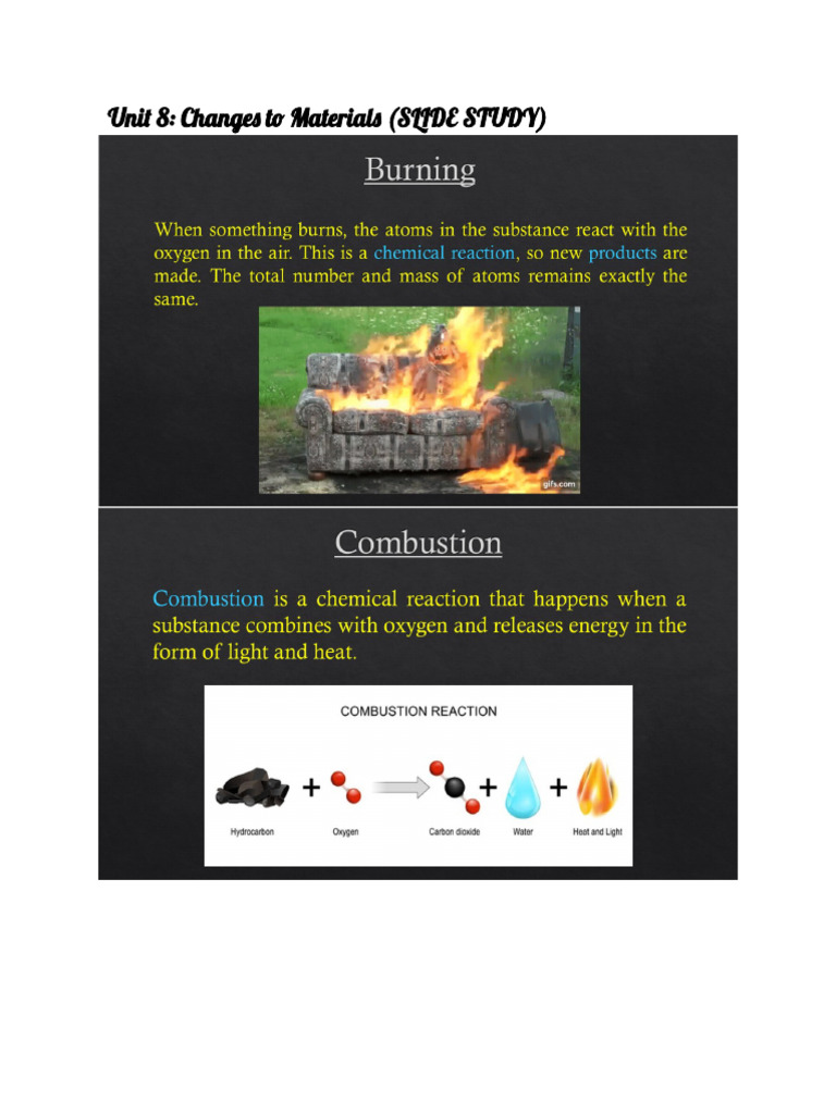 Unit 8 - Changes To Materials (Science) | PDF