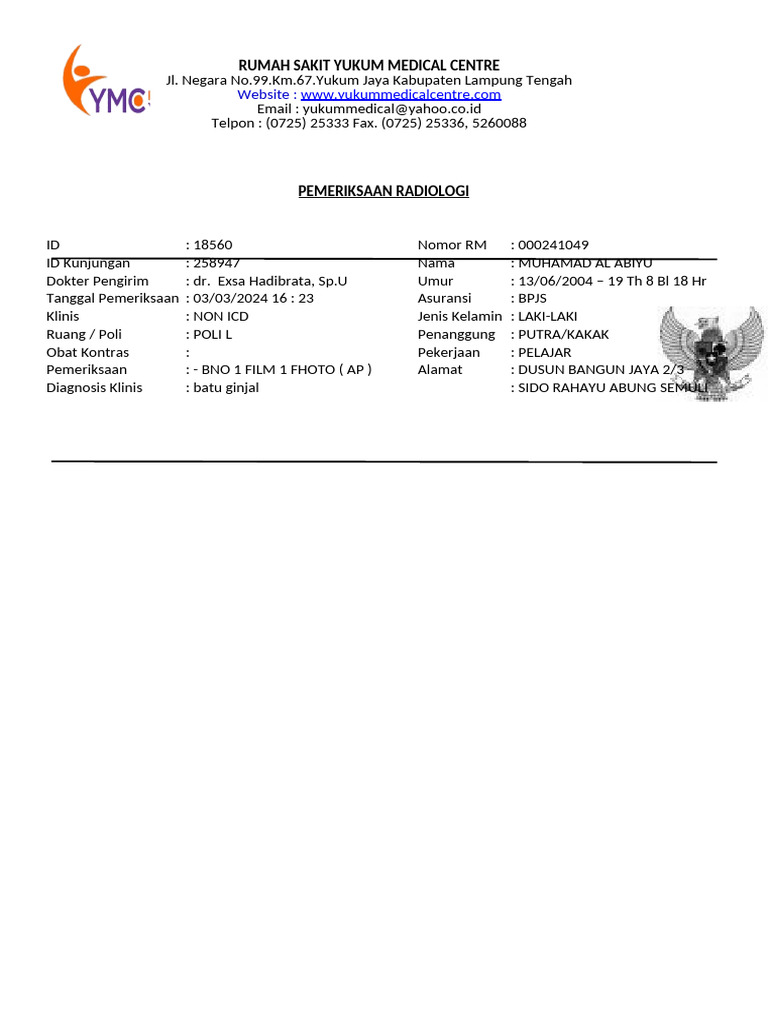 surat keterangan RADIOLOGI | PDF