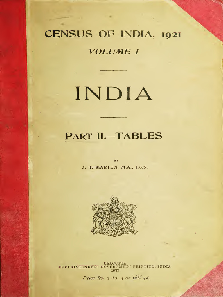 Census India 1921 India Tables | PDF