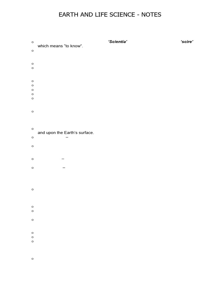 Earth and Life Science Notes | PDF