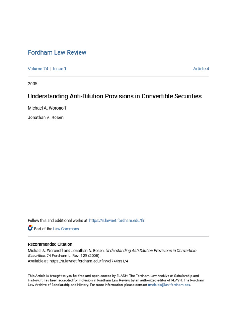 Understanding Anti-Dilution Provisions | PDF