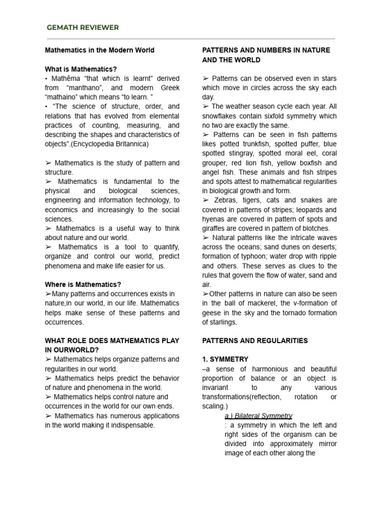 GEMATH Reviewer | PDF