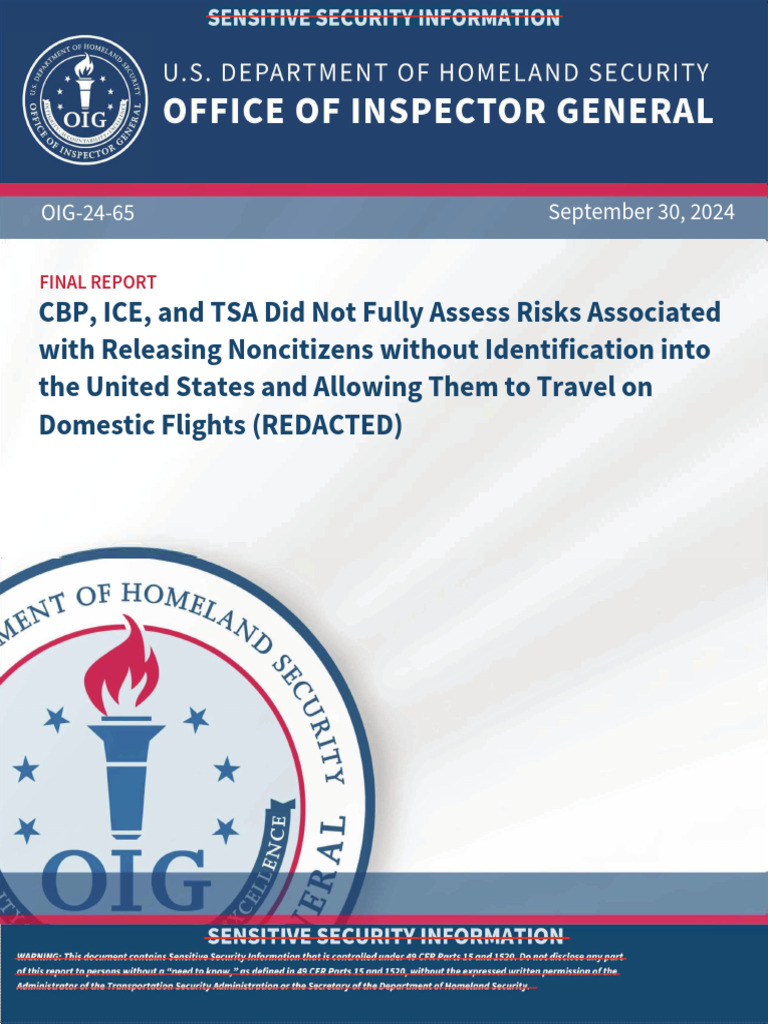 CBP, ICE, and TSA Did Not Fully Assess Risks Associated With Releasing ...