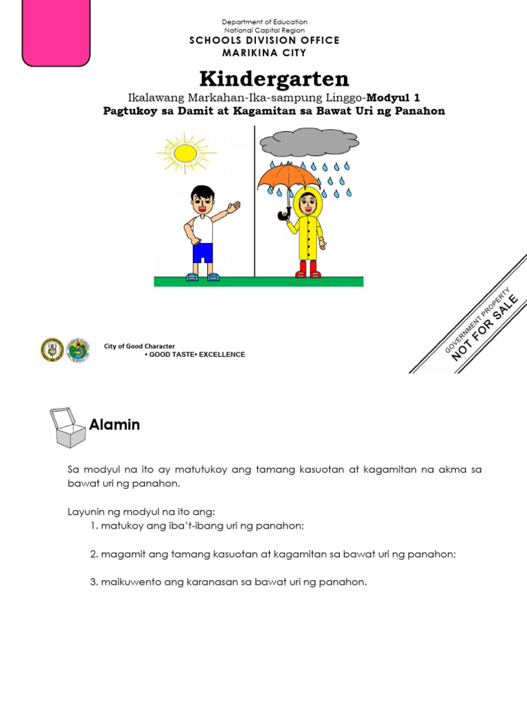 Kinder Q2 Week 10 Modyul 1 PAGTUKOY SA DAMIT SA BAWAT PANAHON COLORED ...