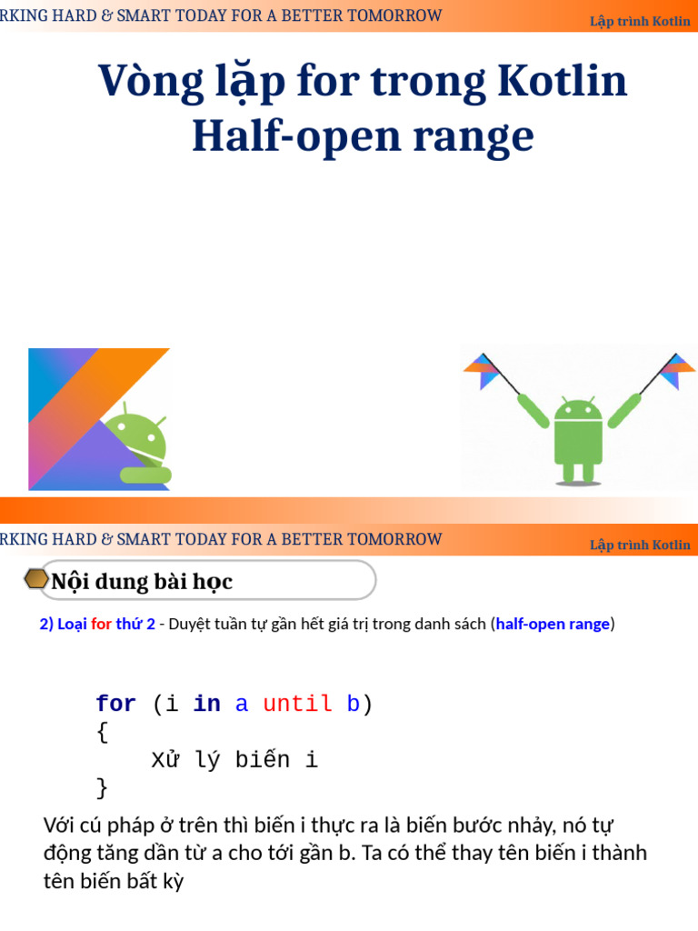 17-Vòng Lặp for Trong Kotlin - Loại Half-open Range | PDF