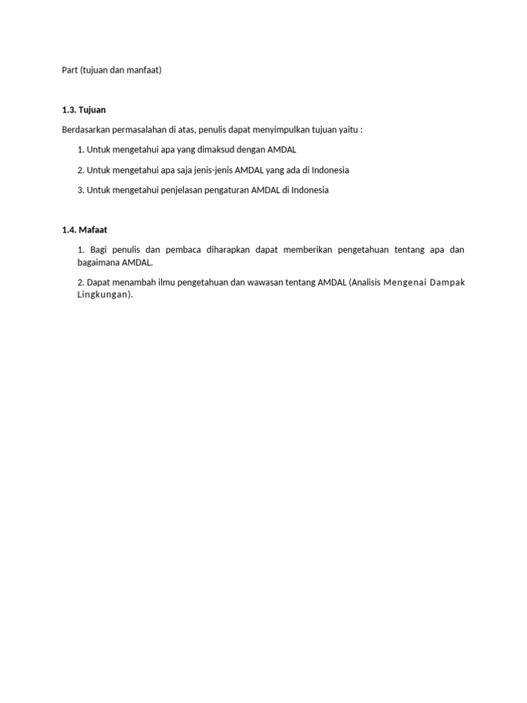 AMDAL (Tujuan&Manfaat) | PDF