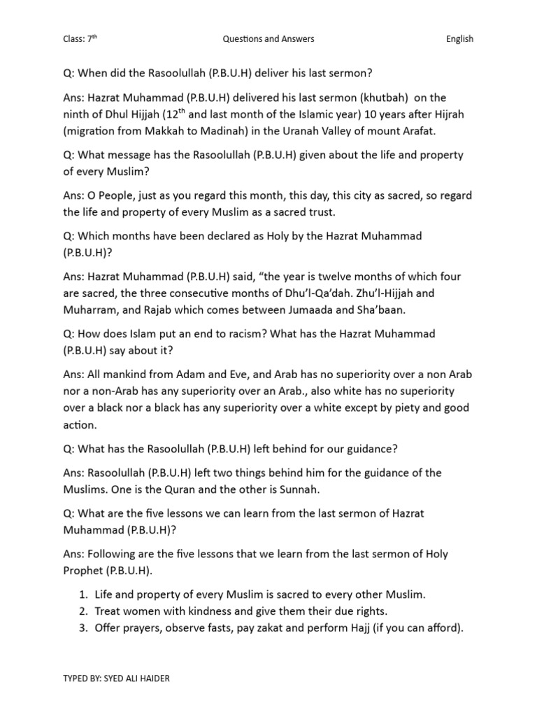 Class 7th Question and Answers | PDF