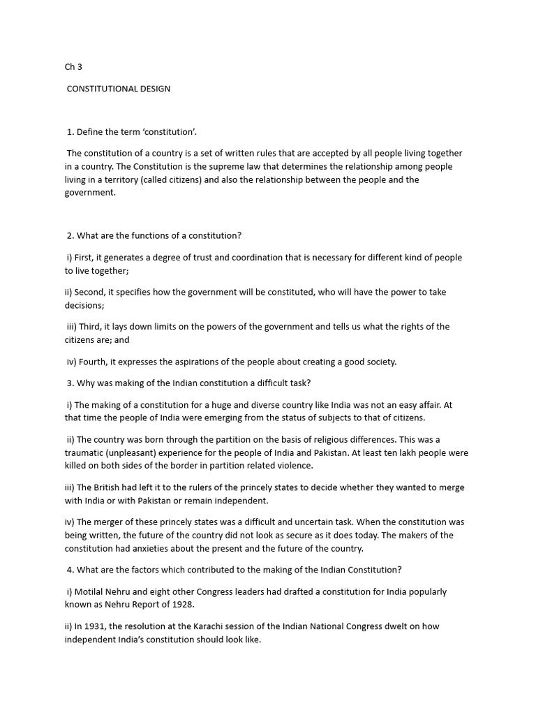 CH 3 CONSTITUTIONAL DESIGN | PDF