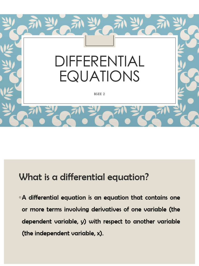 Differential Equation 1 | PDF