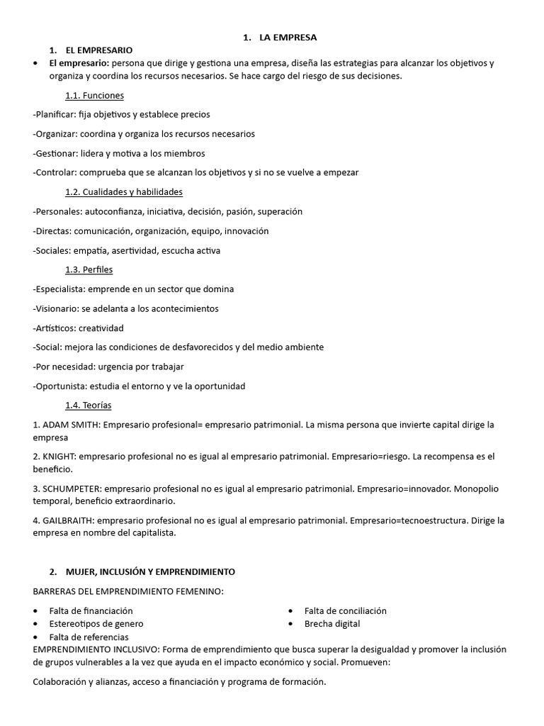 Tema 1. La Empresa | PDF | Iniciativa empresarial | Business