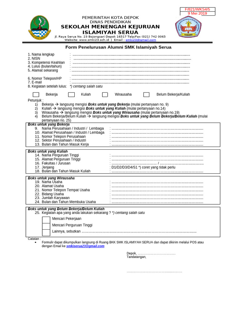 Form Penelusuran Alumni | PDF