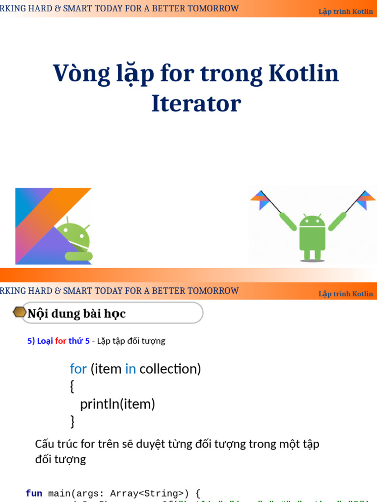 20-Vòng Lặp for Trong Kotlin - Loại Iterator | PDF