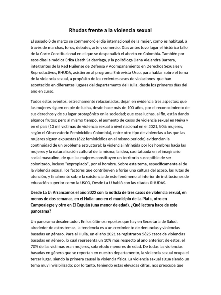 Preguntas Entrevista RHUDA (Final) | PDF