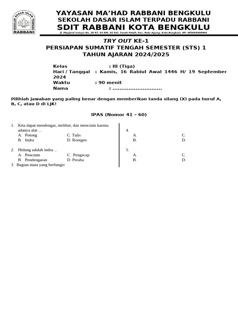 Format Soal To | PDF