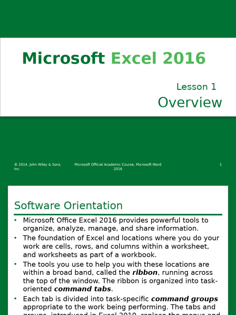 Excel Lesson 1 | PDF
