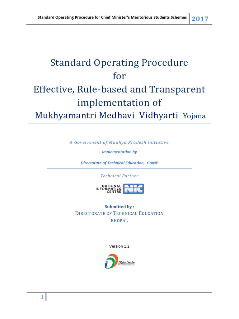 DRAFT SoP For MMVY V1 19072017 | PDF