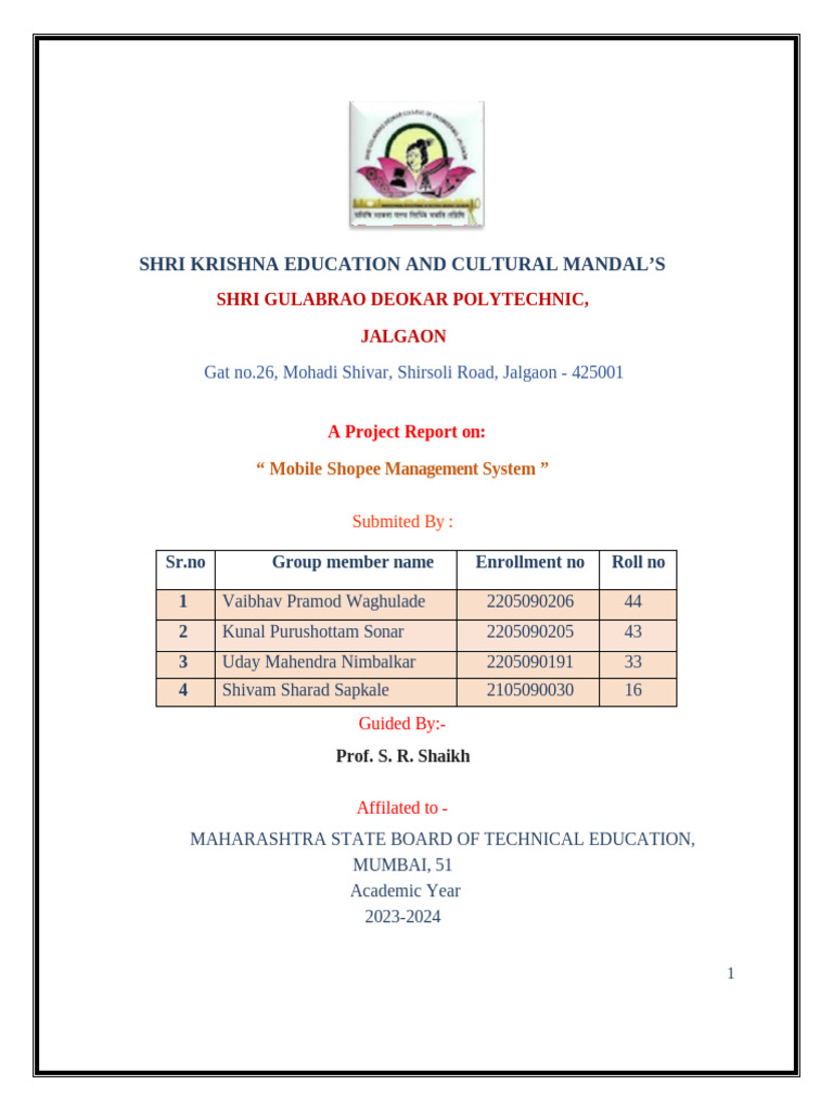 Mobile Shopee Management System Major Project | PDF