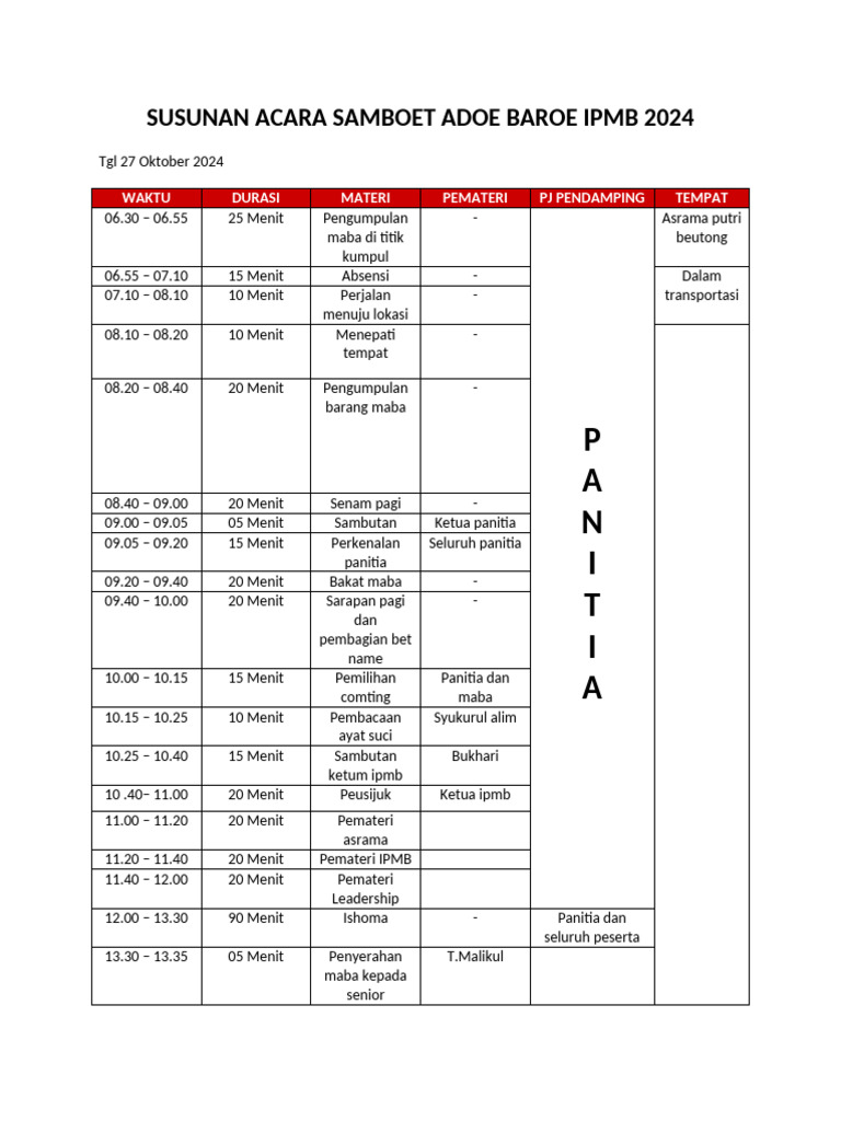 Skedul Acara Sambo | PDF