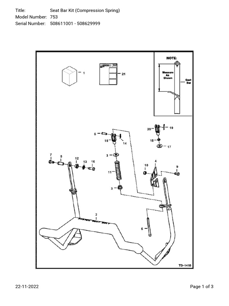 Seat Bar Kit (Compression Spring) - 753 | PDF