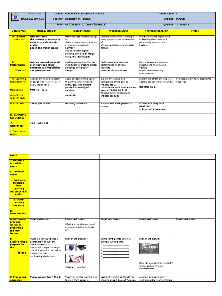 Mapeh Q2 Week 2 | PDF